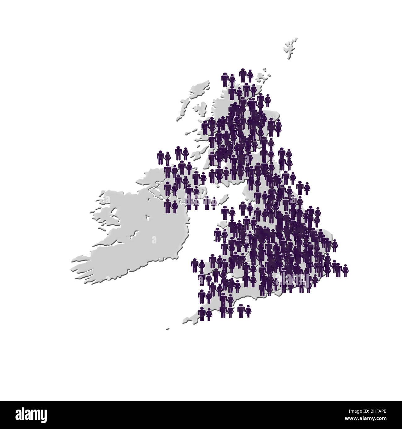 Overpopulation! Conceptual Image of the UK overpopulated with people ...