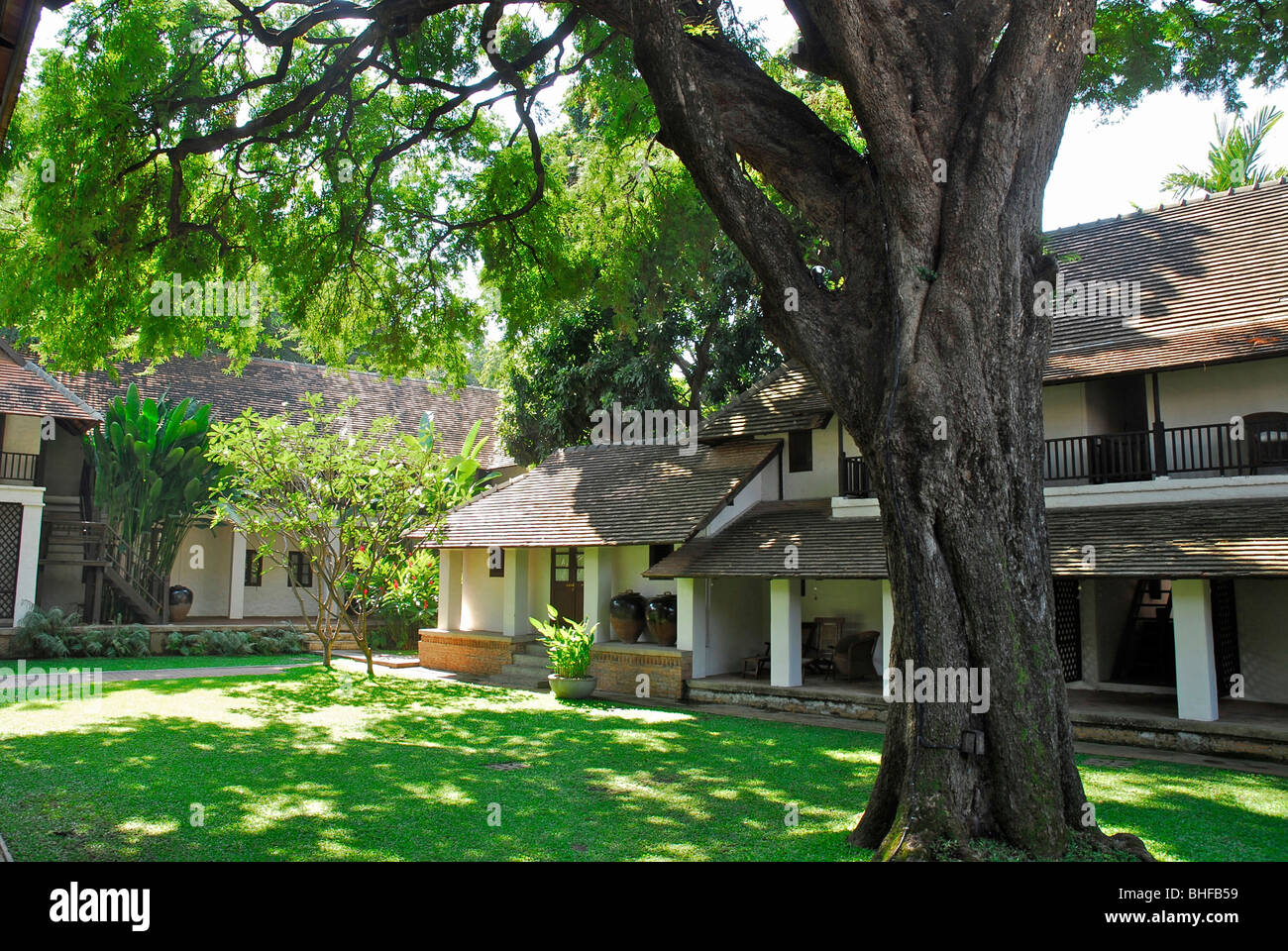 Garden of Hotel Tamarind Village, Chiang Mai, Thailand, Asia Stock ...