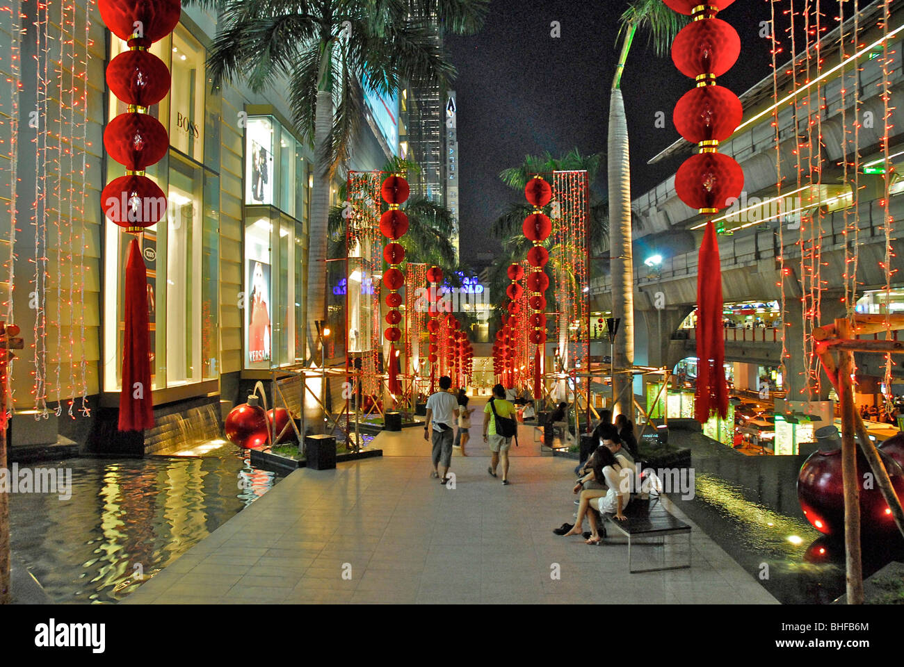 Christmas decorations at the Paragon Center with the Skytrain station ...