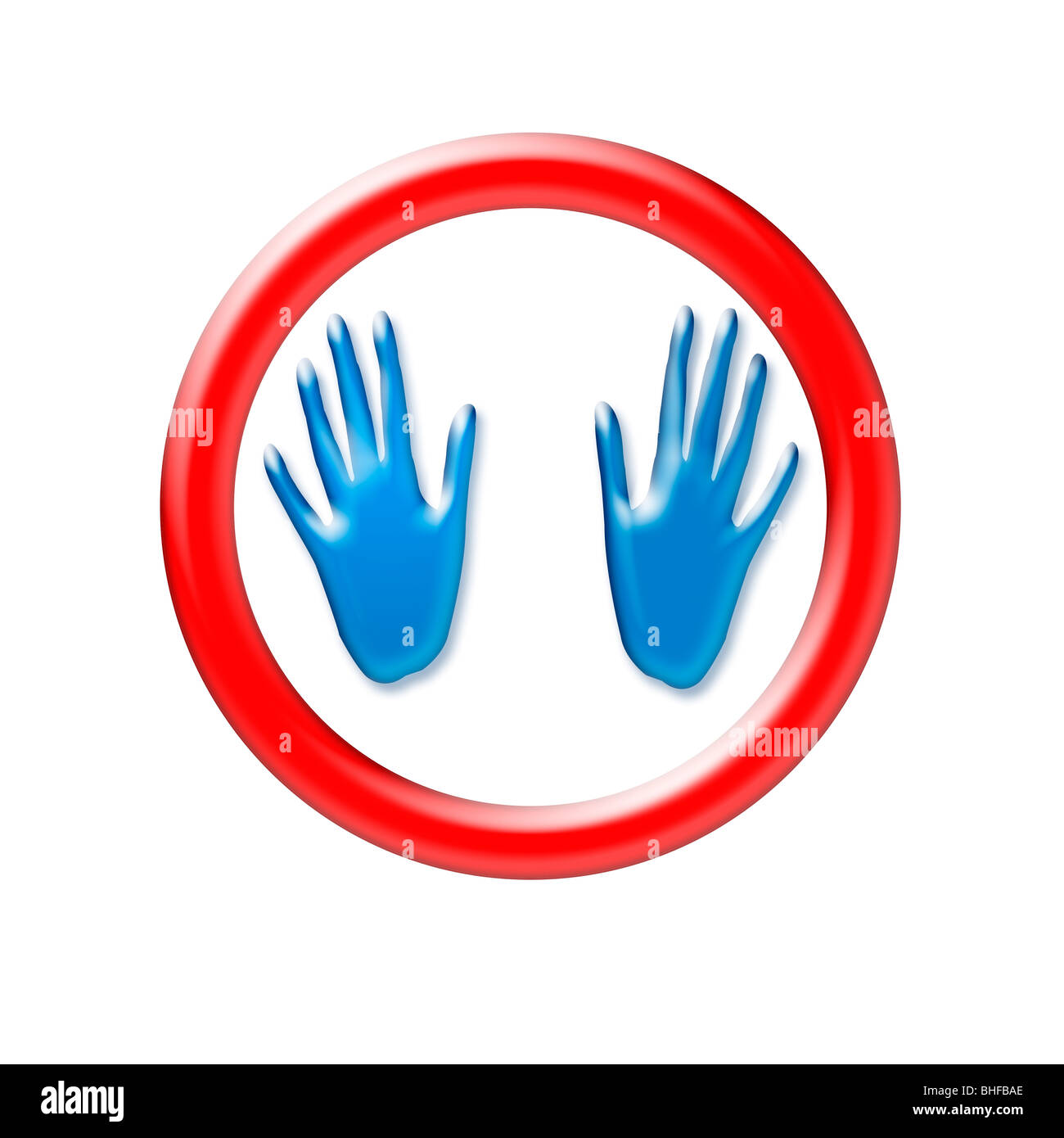 Two Palms of Hands illustrating Stop represented on a Road Sign Stock ...