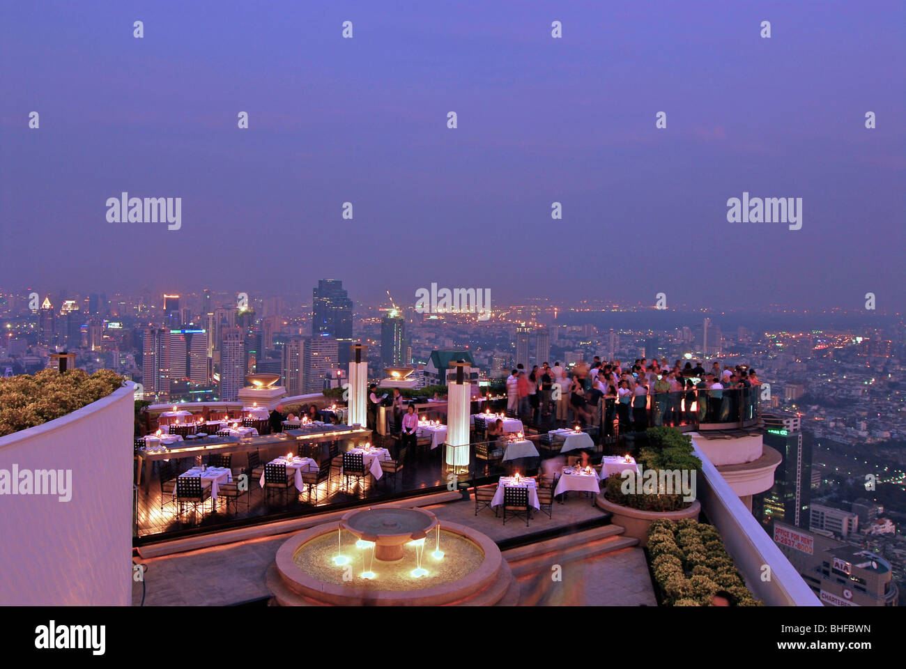 Restaurant Sirocco on top of the State Tower with view over Bangkok ...