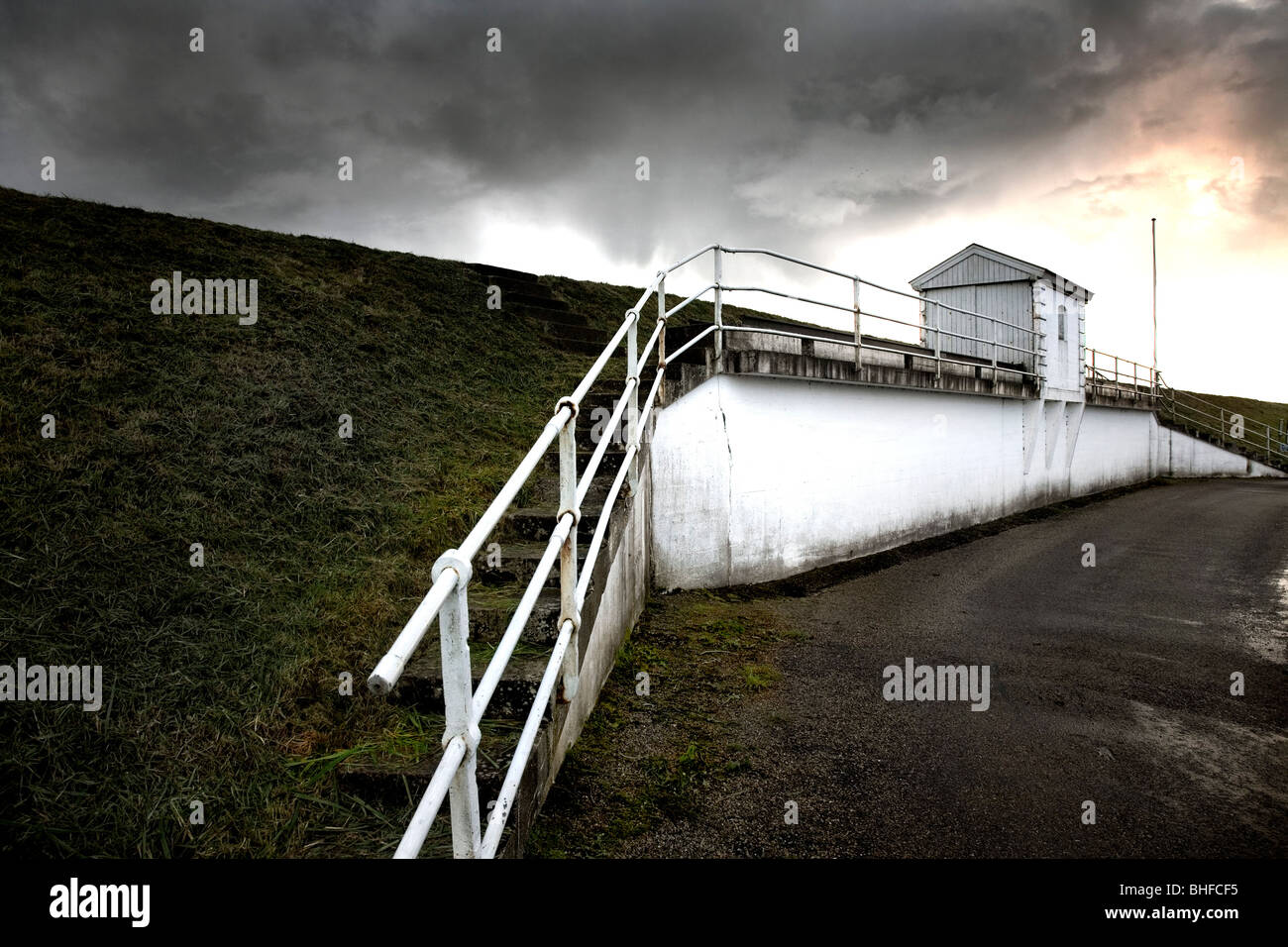 Hut on dike, Jutland, Denmark Stock Photo - Alamy