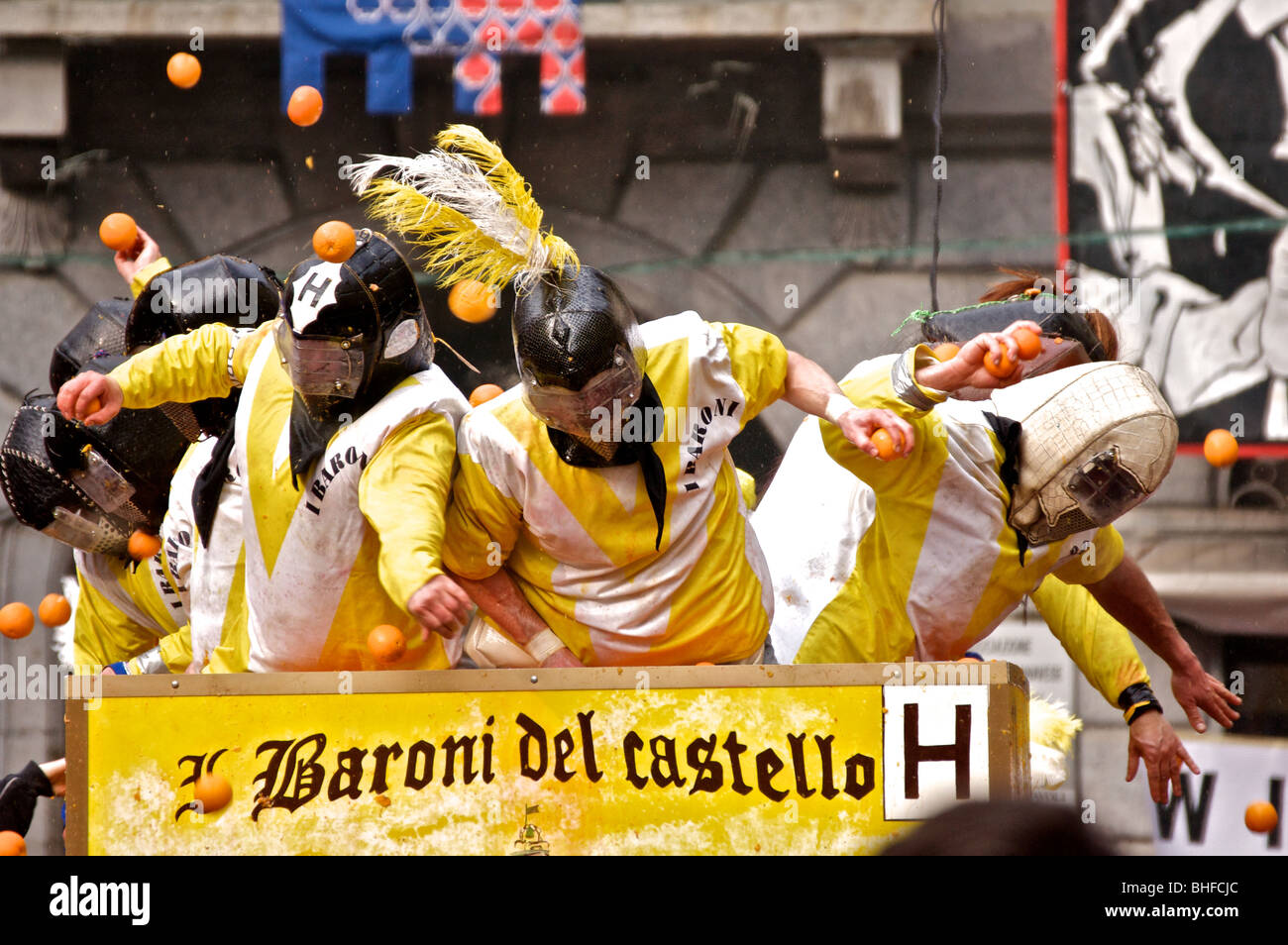 The Battle of Oranges, Ivrea Carnival Stock Photo - Alamy