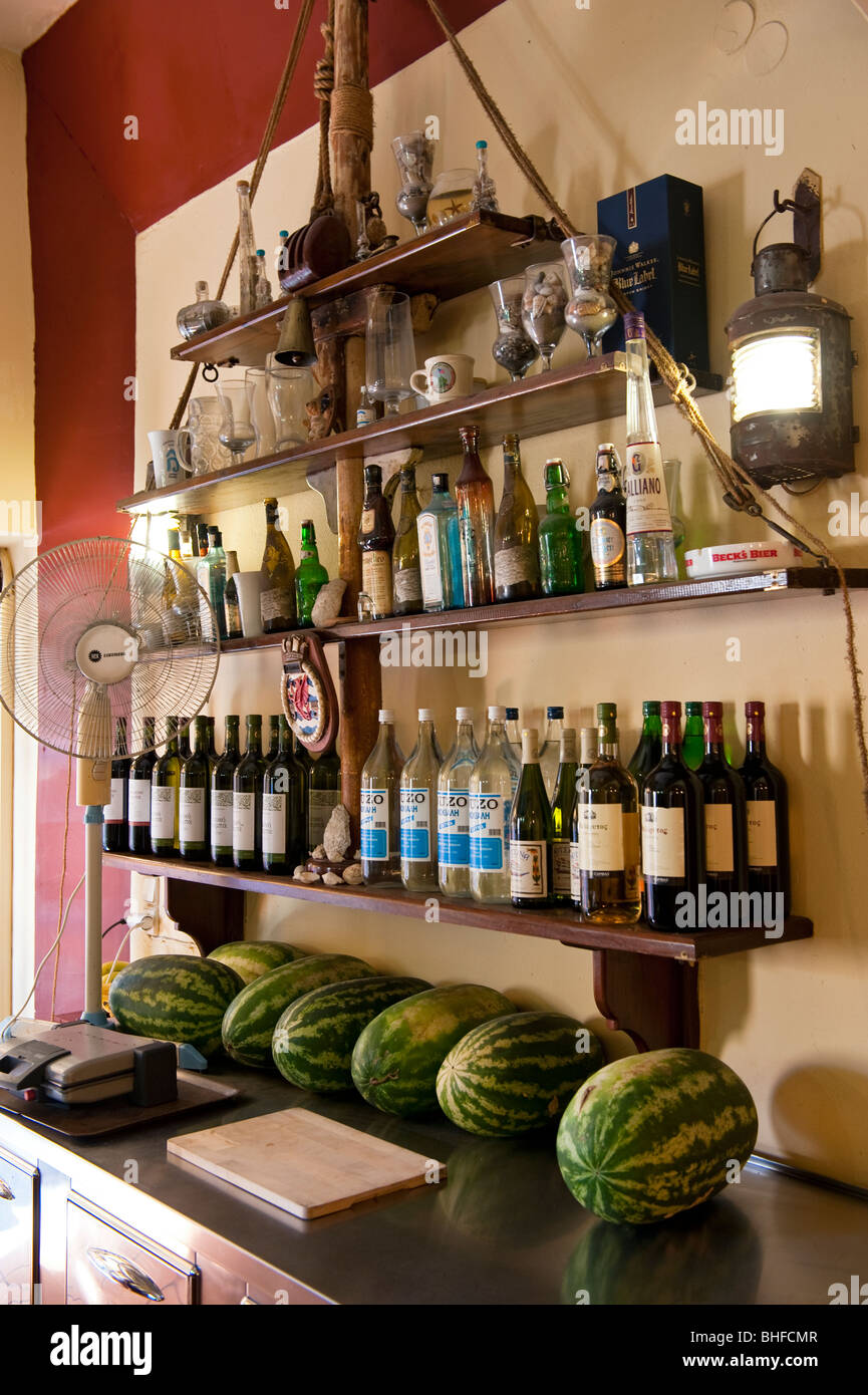 Bar in Rhodes Old Town, Greece Stock Photo - Alamy
