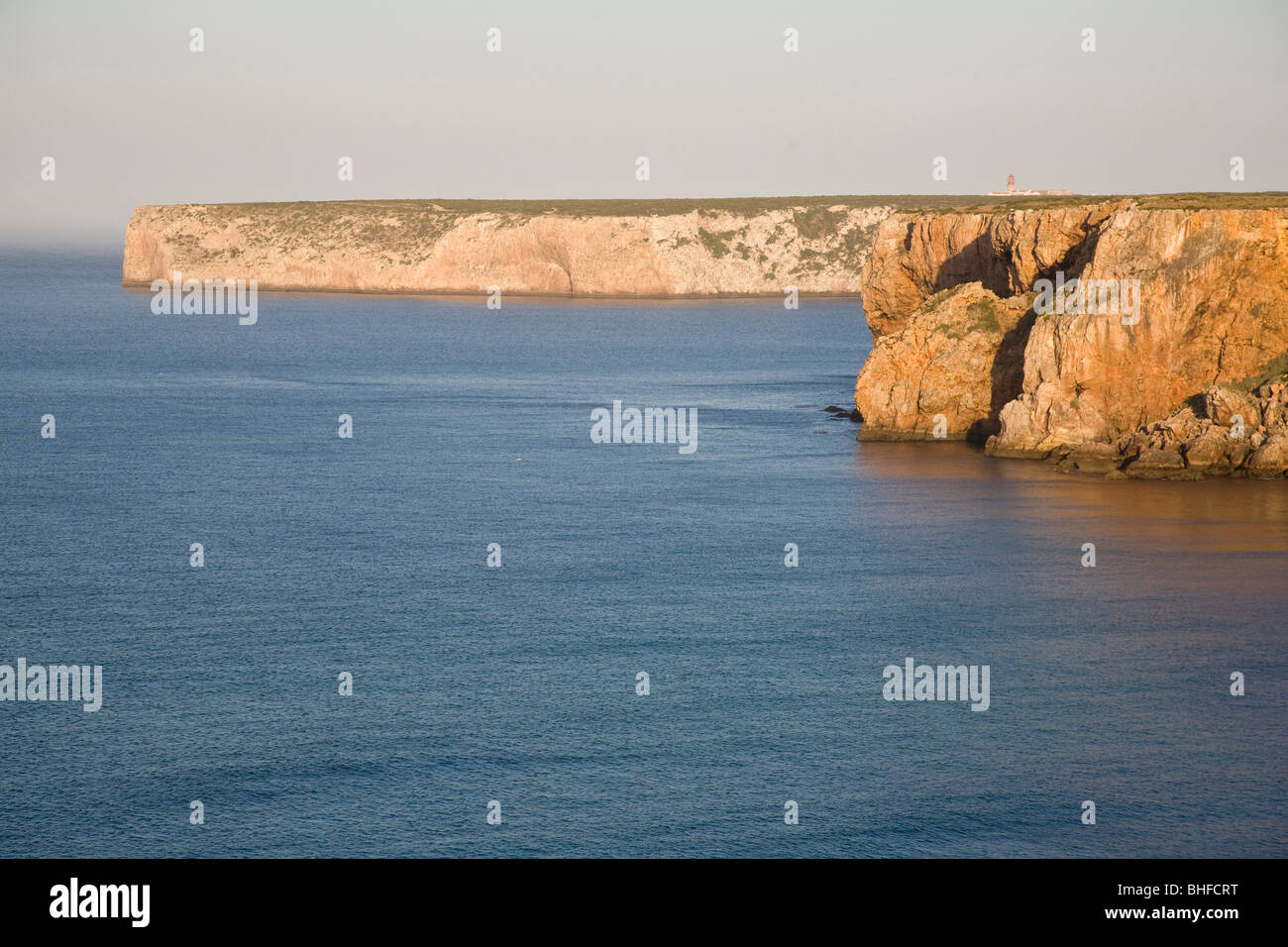 Coast at Sagres in the morning light, Cape Ponta de Sagres, fort ...