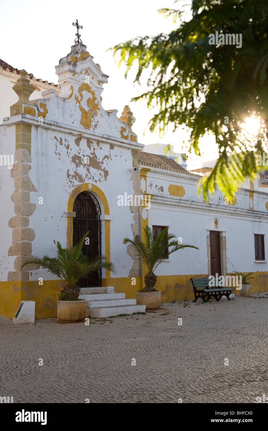 Alvor church, 16th century, back in the morning light, Alvor, Algarve ...