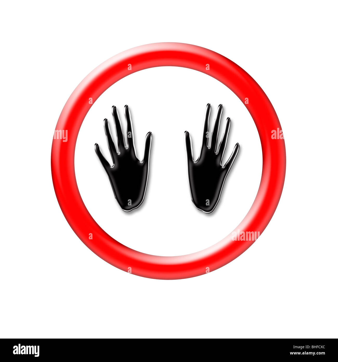 Two Palms of Hands illustrating Stop represented on a Road Sign Stock ...