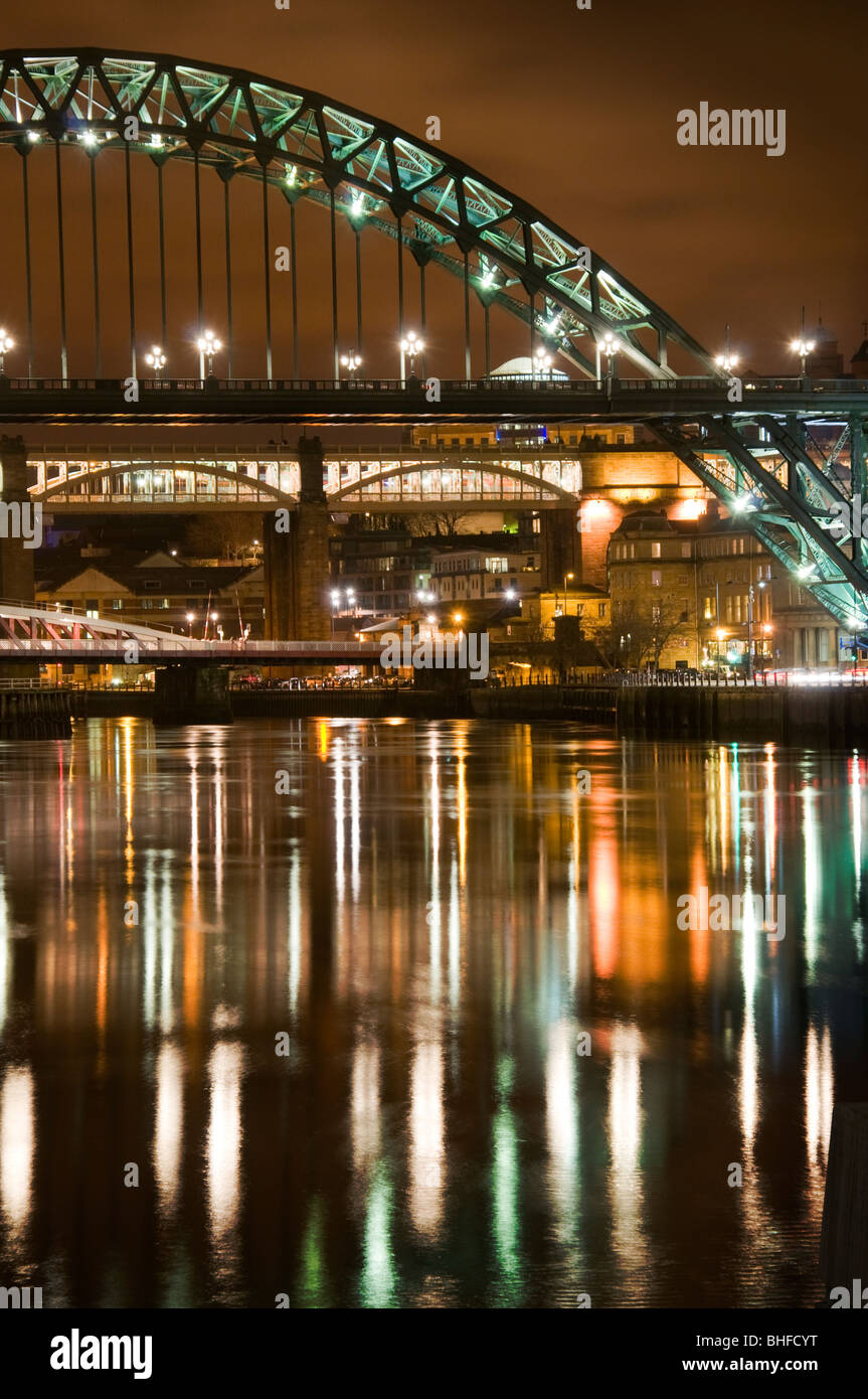 Newcastle bridges at night hi-res stock photography and images - Alamy