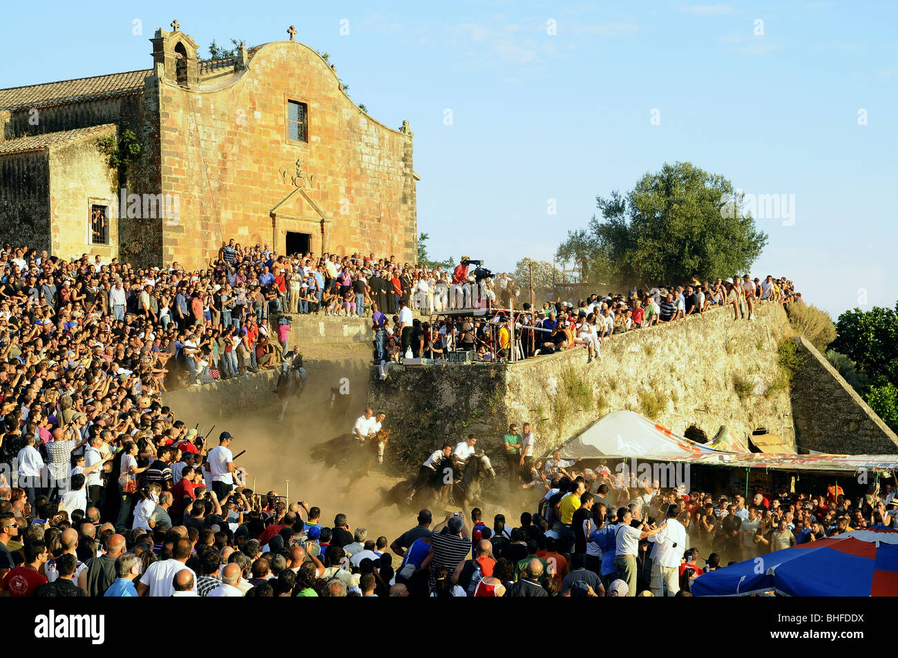 Riders and crowd at the Ardia festival, Sedilo, Sardinia, Italy, Europe ...