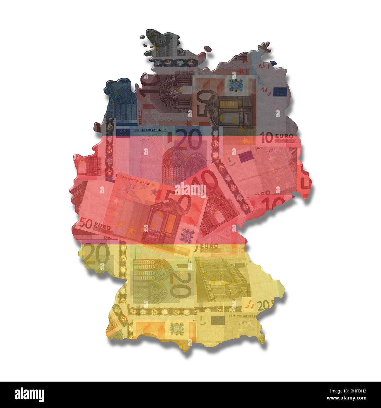 Germany Map flag with euro notes illustration Stock Photo - Alamy