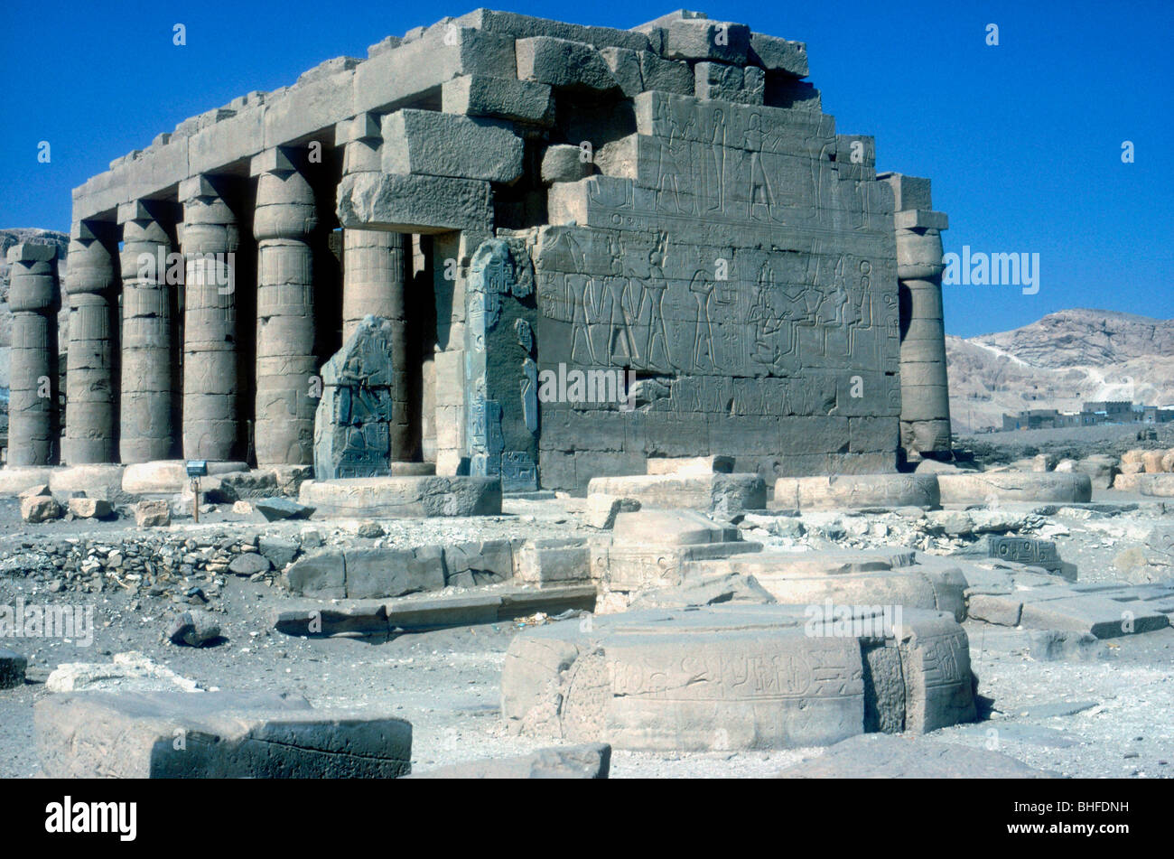 The Ramesseum, Temple of Rameses II, Luxor, Egypt. Artist: Unknown ...