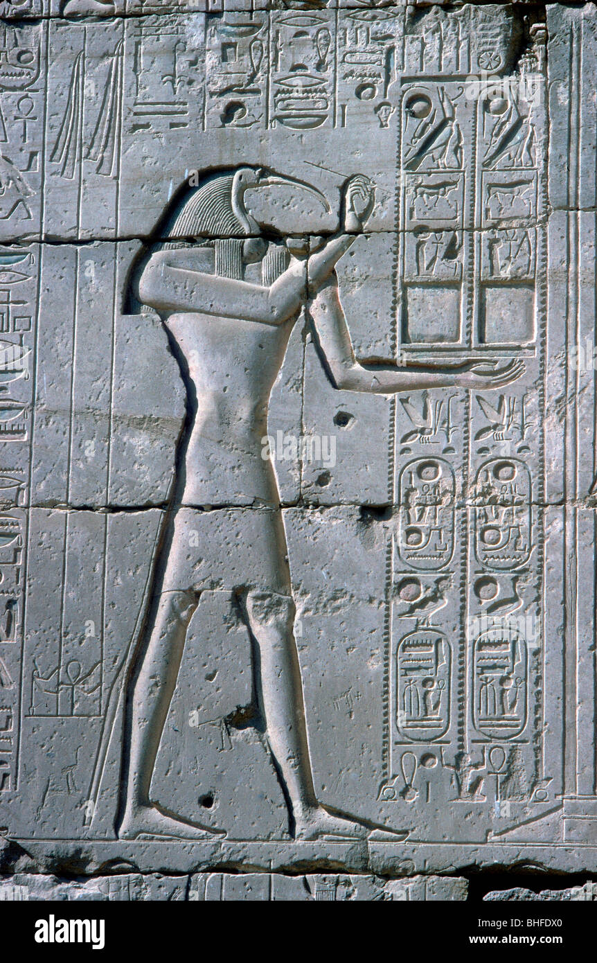 Relief showing Thoth, The Ramesseum, Temple of Rameses II, Luxor, Egypt ...