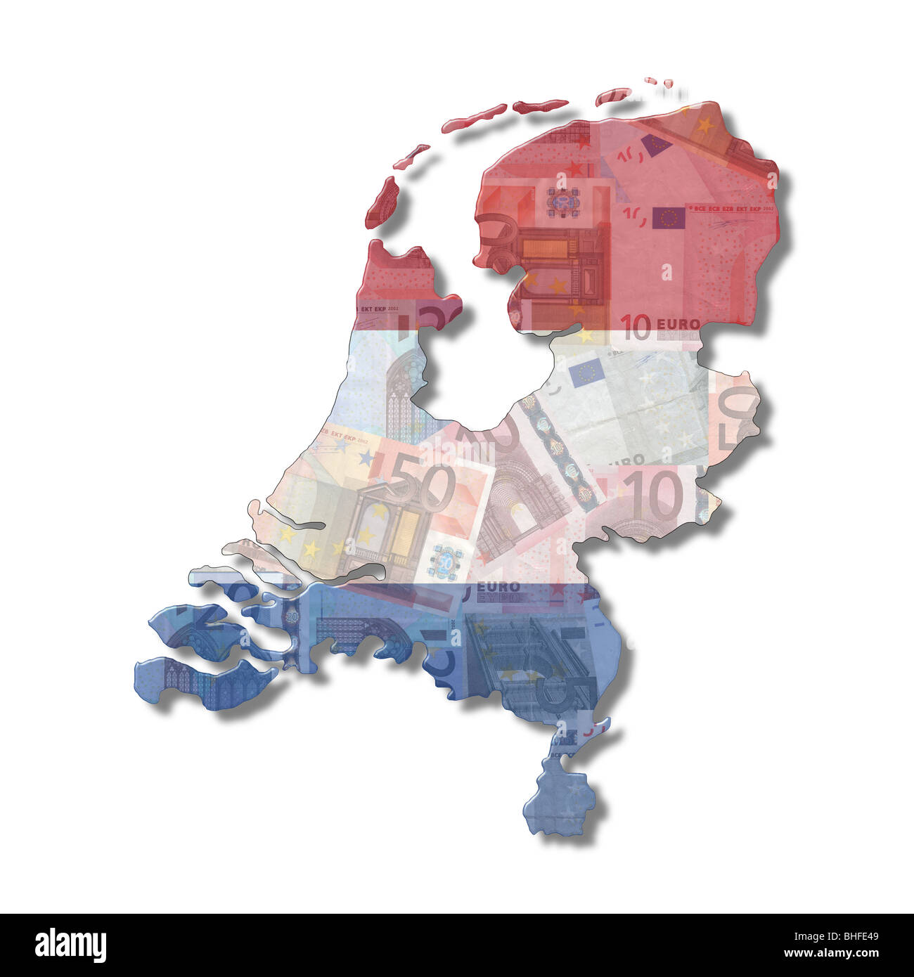 Netherlands Map flag with euro notes illustration Stock Photo - Alamy
