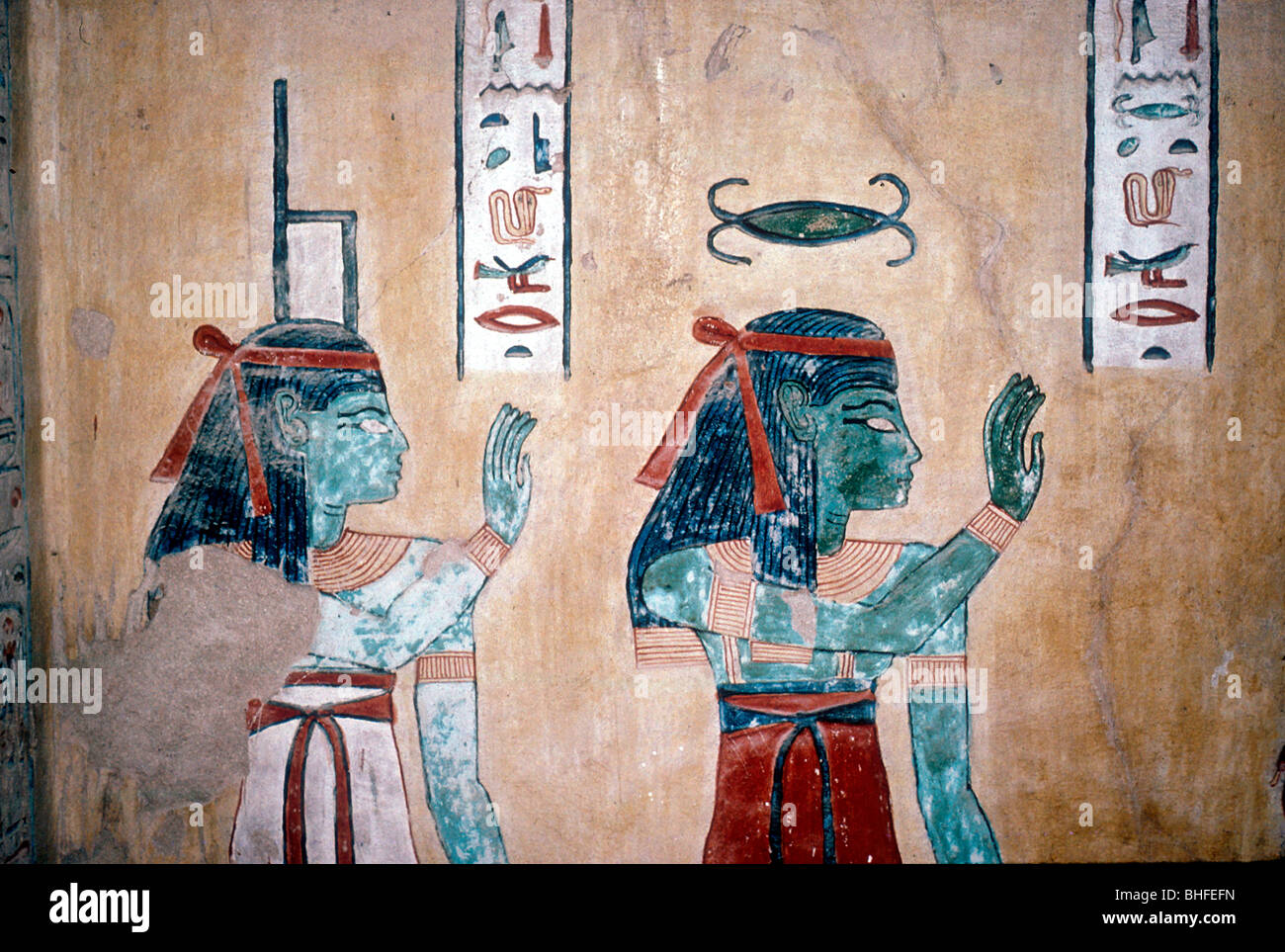 Wallpainting of the goddesses Isis & Neith, Valley of the Queens, Luxor ...