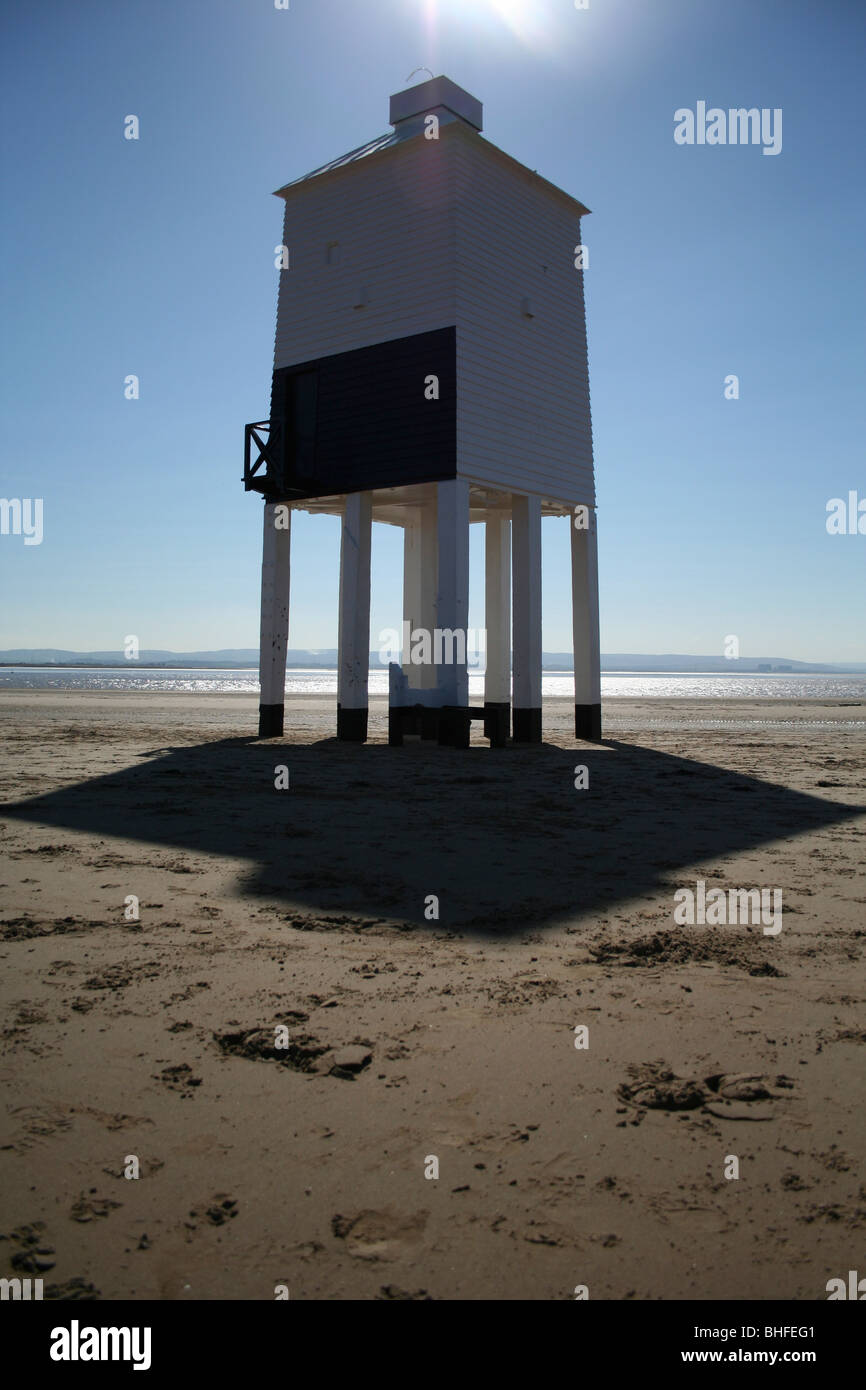 The historic lighthouse at the seaside resort of Burnham-on-Sea ...