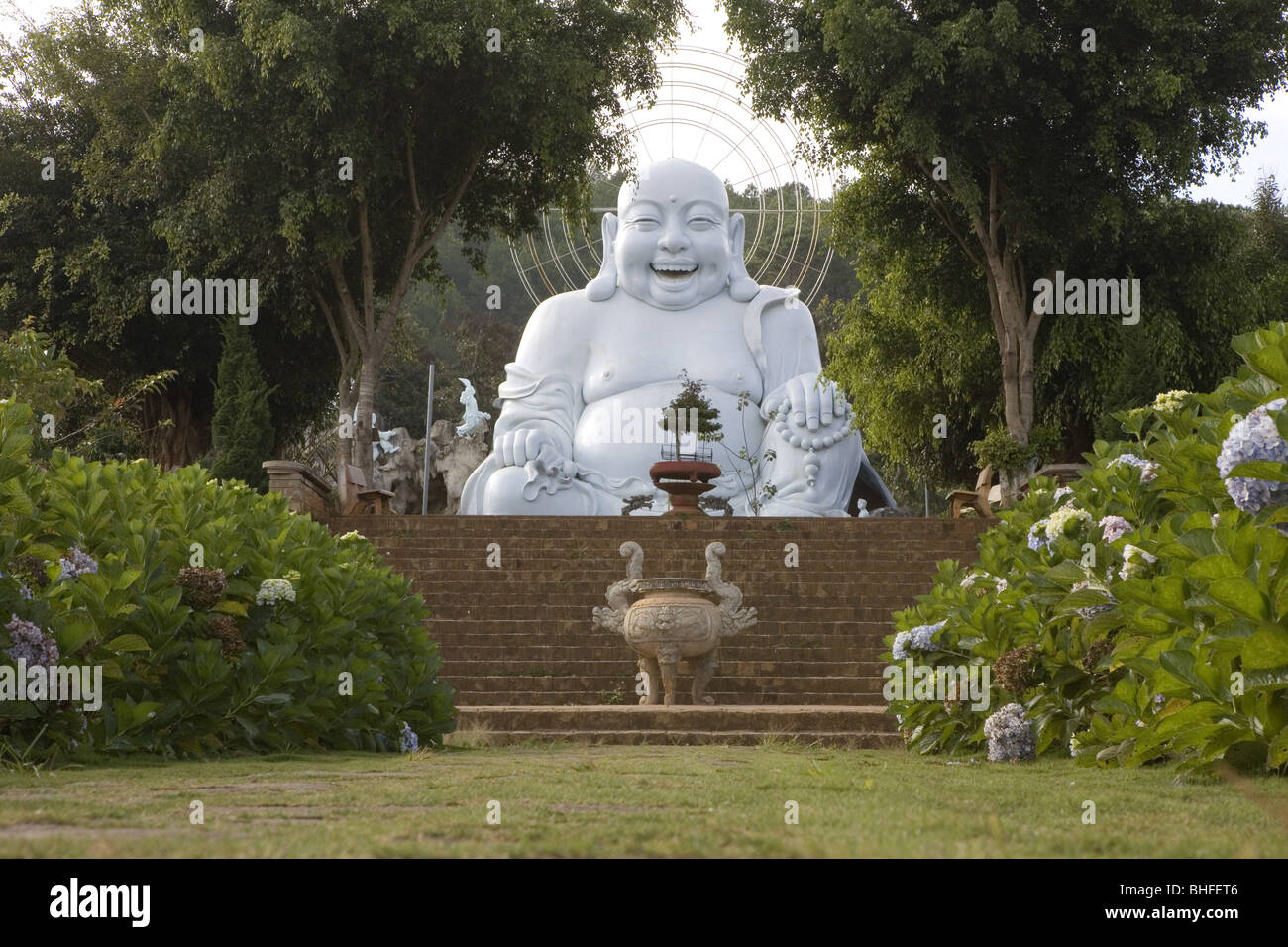 White Buddha Statue at a garden, Lam Dong Province, Vietnam, Asia Stock ...