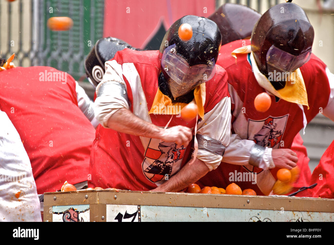 The Battle of Oranges, Ivrea Carnival Stock Photo - Alamy