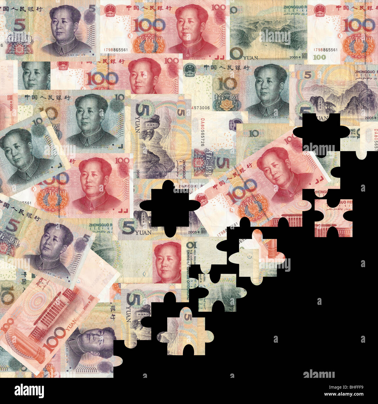 Yuan montage jigsaw background illustration Stock Photo - Alamy