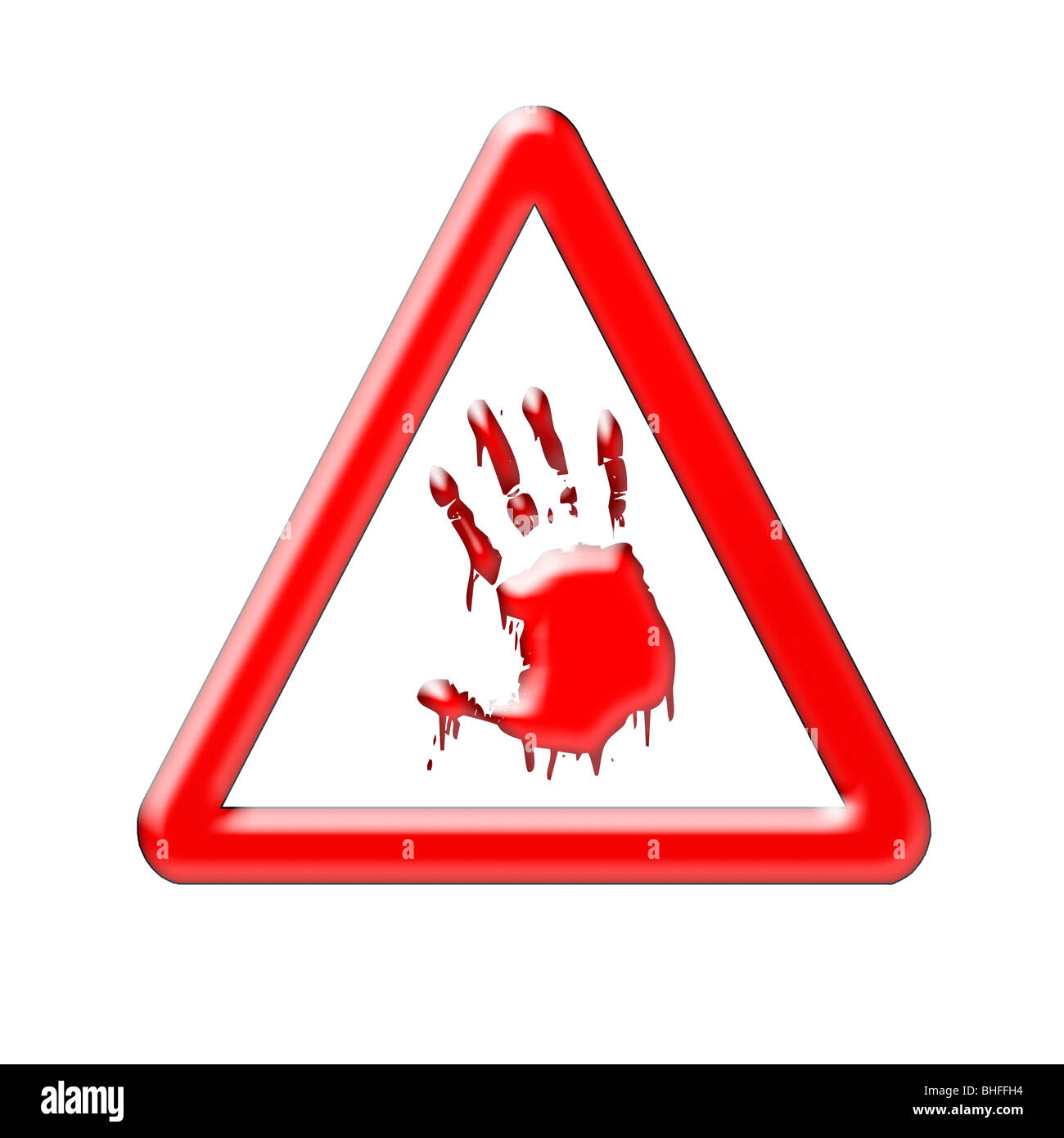 Warning Bloody Hand! Graphical representation using Road Warning Sign ...