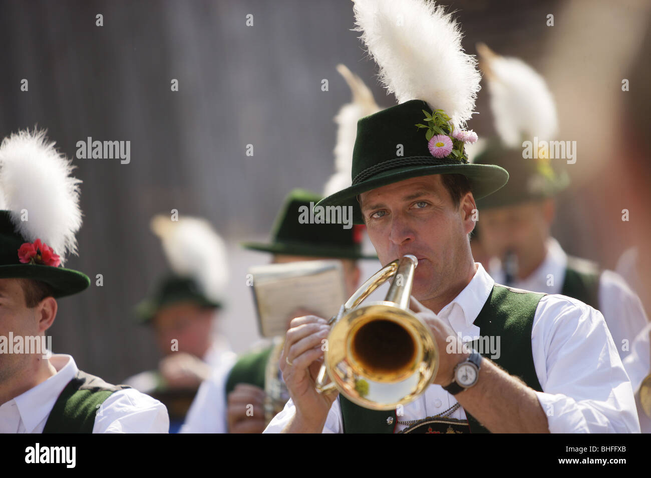 Brass band, Midsummer Festival, Munsing, Bavaria, Germany Stock Photo ...