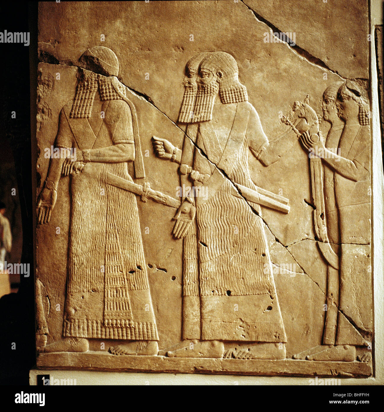 Assyrian relief of a procession, Pergamon Museum, Berlin. Artist ...