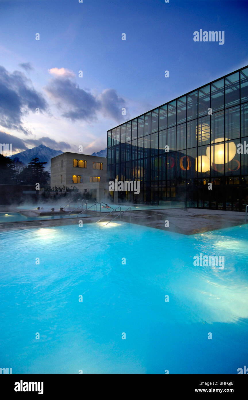 Outdoor pool in Therme Meran, salt water pool and thermal spa, Merano ...