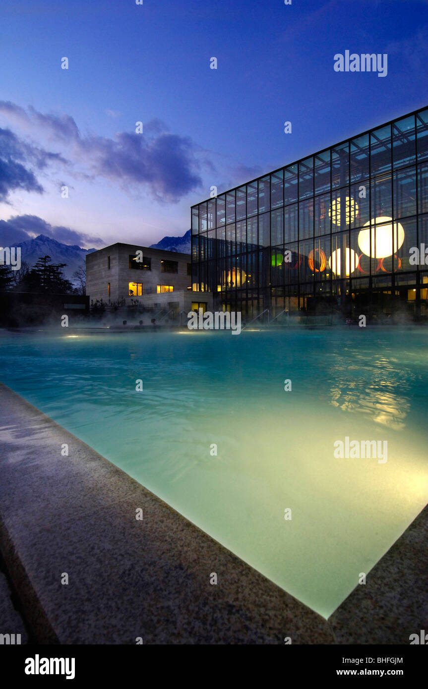 Outdoor pool in Therme Meran, salt water pool and thermal spa, Merano ...