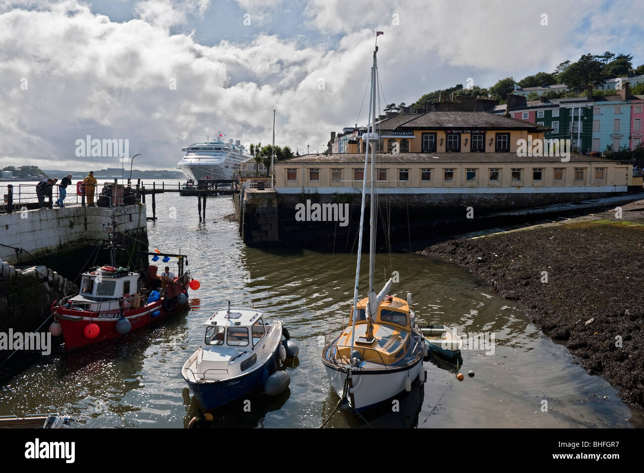 Cobh Waterfront Harbour and Luxury Cruise Ship The Dawn Princess docked ...
