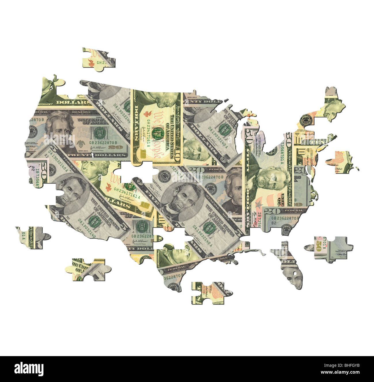 American dollar Map jigsaw with missing pieces illustration Stock Photo ...
