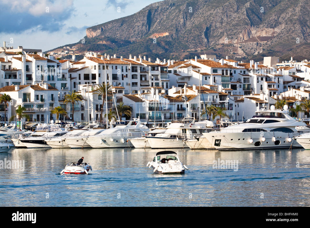 Ships at luxury yacht harbor Puerto Banus, Marbella - Andalusia, Spain ...