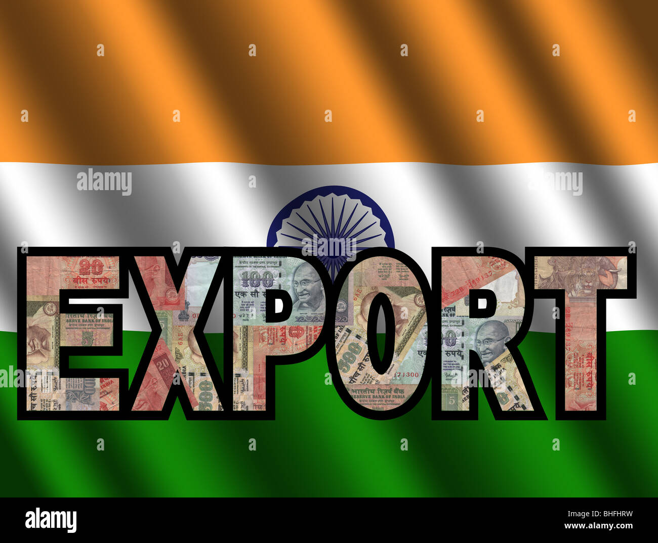 Export Text with Rupees and Indian flag illustration Stock Photo - Alamy