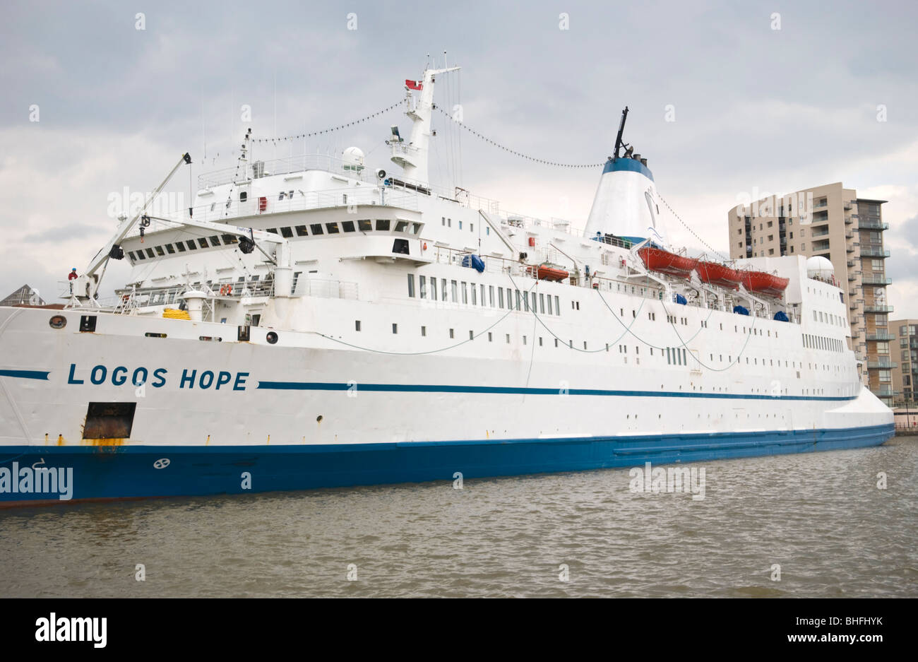 Logos Hope Christian ship moored in Cardiff docks while visiting the ...