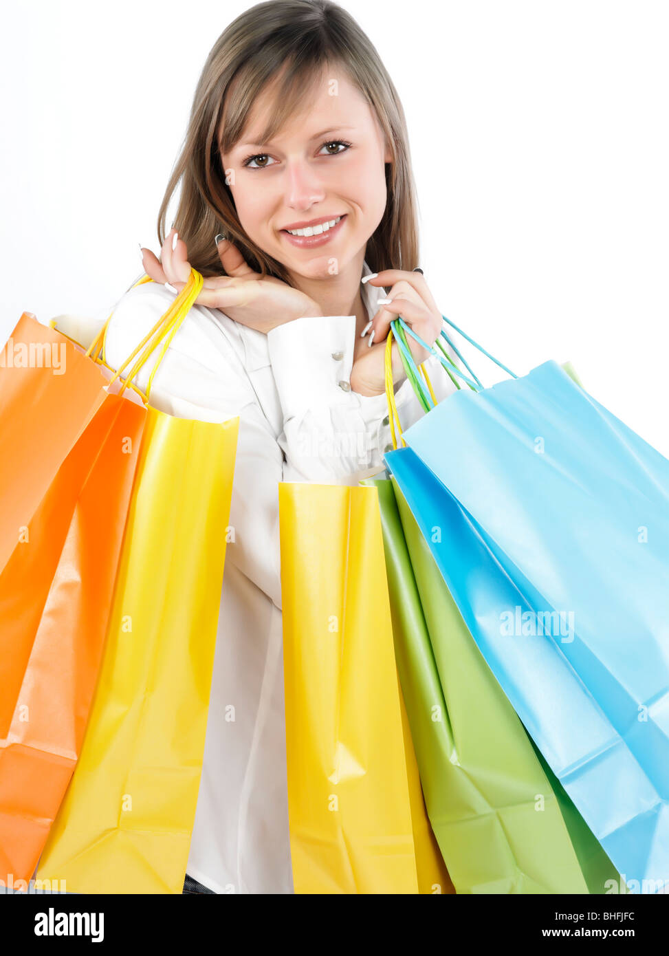 Woman shopper bags holding several hi-res stock photography and images ...