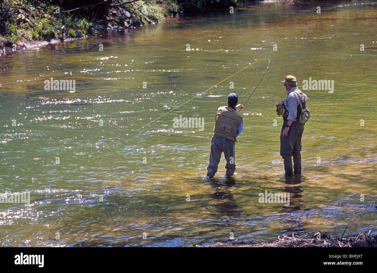Fly fishing for rainbow trout on the Chattahoochee River in northern ...