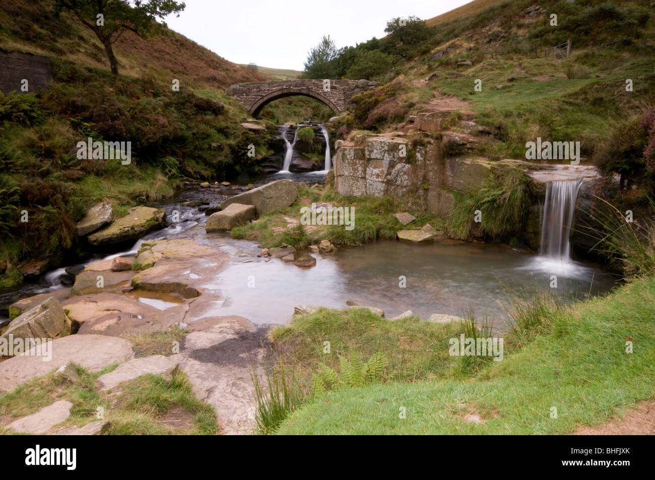 Waterfalls at Three Shires Head Stock Photo - Alamy