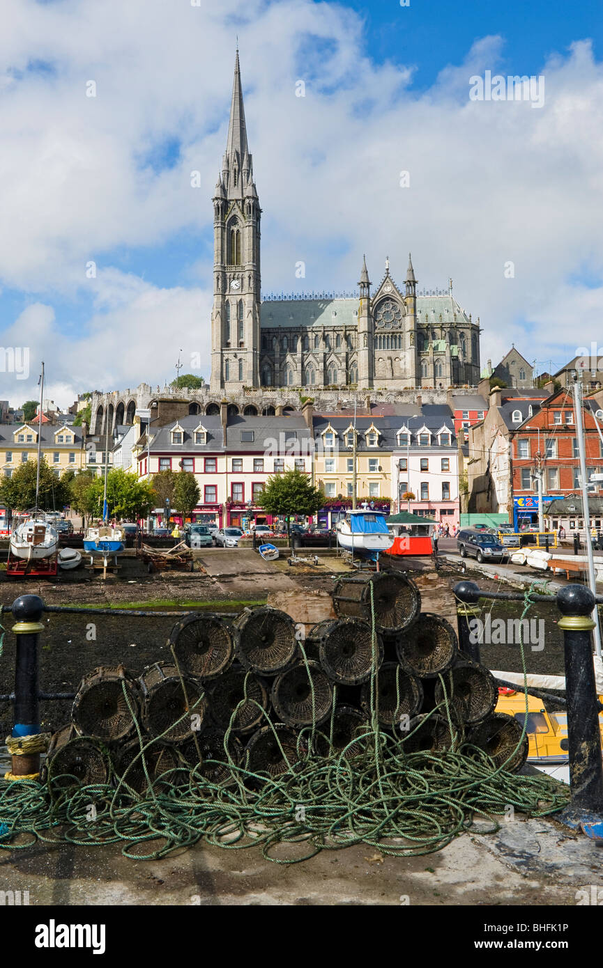 Lobster Pots, Cobh Waterfront and St. Colman’s Cathedral, Ireland Stock ...