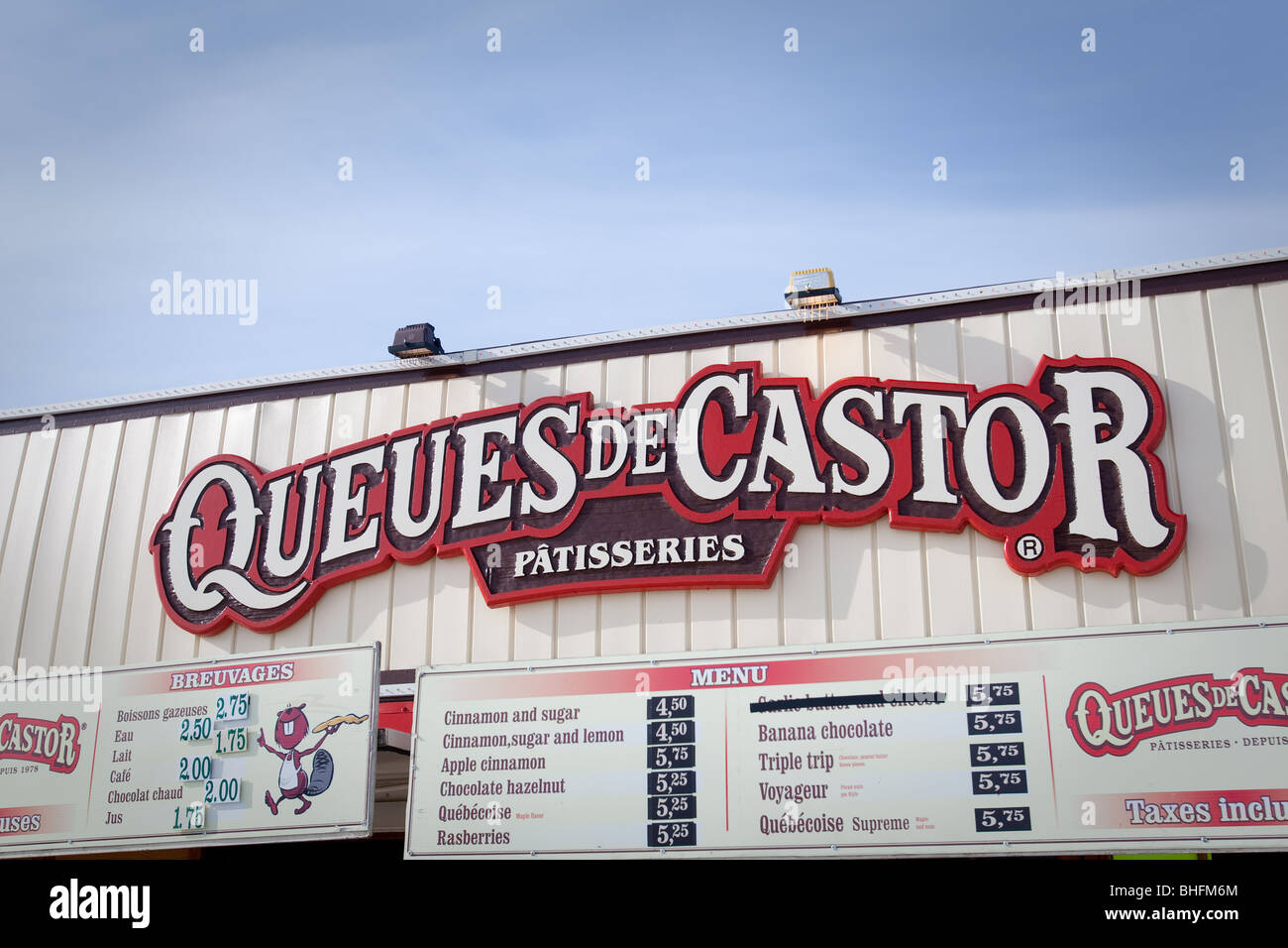 A "Queues de Castor" (beaver tails) stand at the Quebec Winter Carnival ...