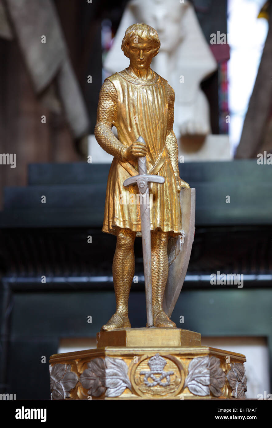 Saint George statue, situated near the south transept in Lichfield ...