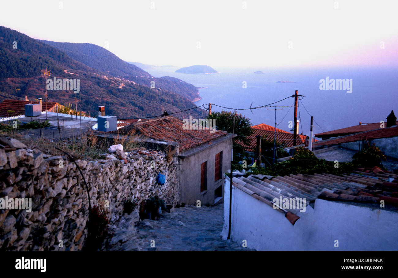 Evening Light In Glossa Skopelos Greek Islands Greece Hellas Stock ...