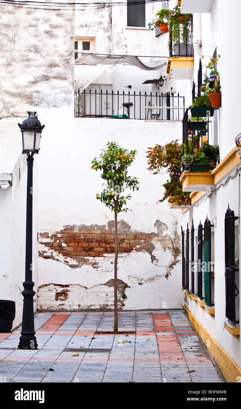 Spanish street scene / Backyard in Marbella's old town Stock Photo - Alamy