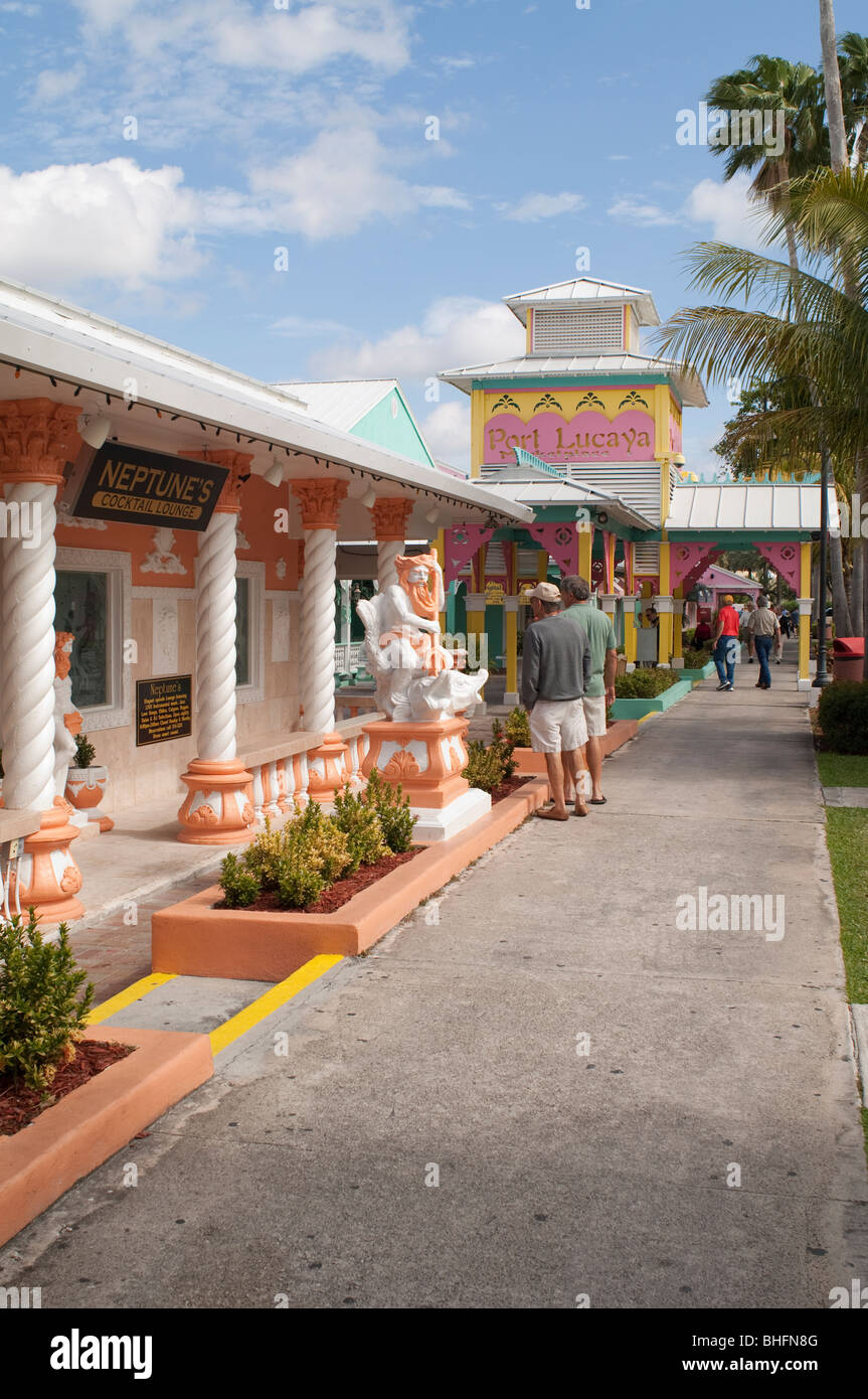 Tourists spend a leisurely day shopping in Port Lucaya, Bahamas Stock ...