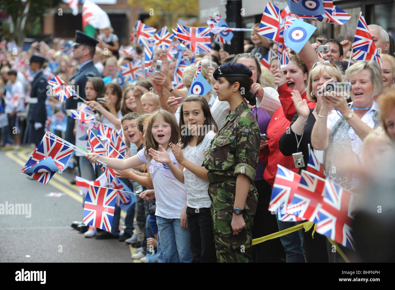 Home coming parade for British Troops Stock Photo - Alamy