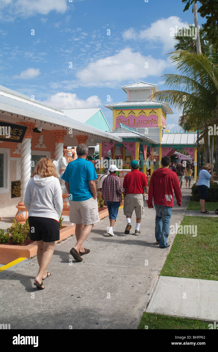 Tourists spend a leisurely day shopping in Port Lucaya, Bahamas Stock ...