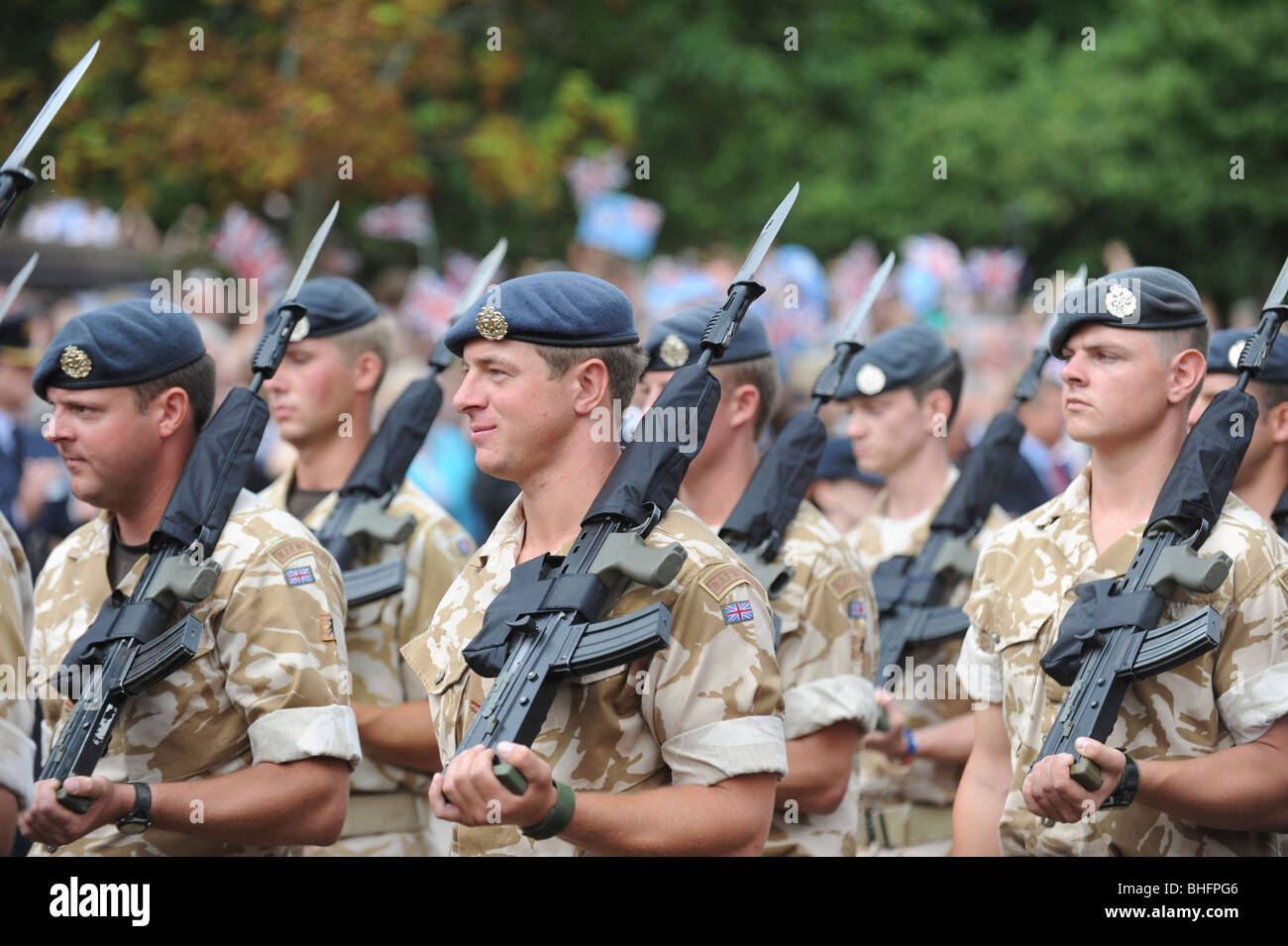 Home coming parade for British Troops Stock Photo - Alamy