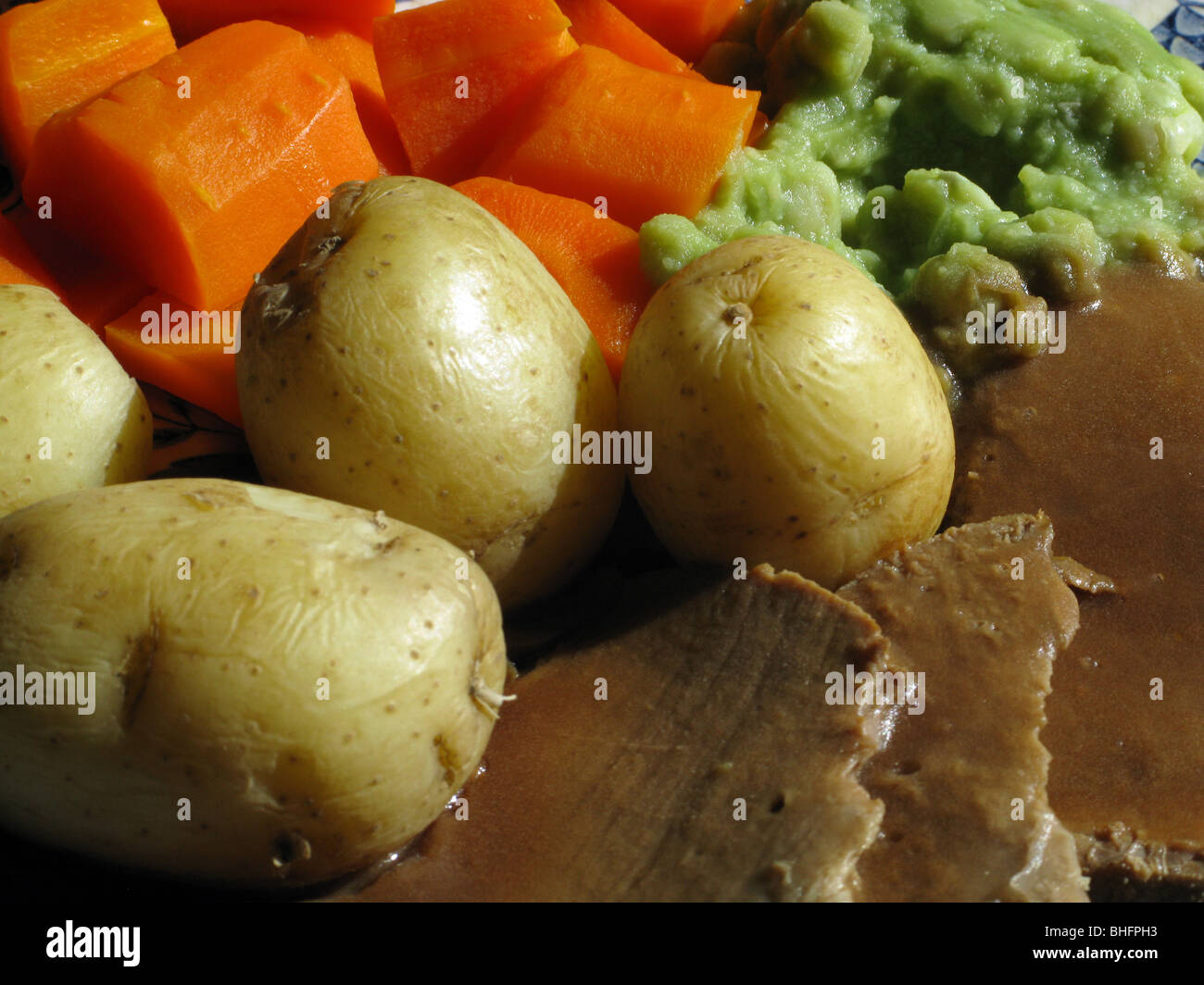 beef dinner sunday lunch on plate Stock Photo - Alamy