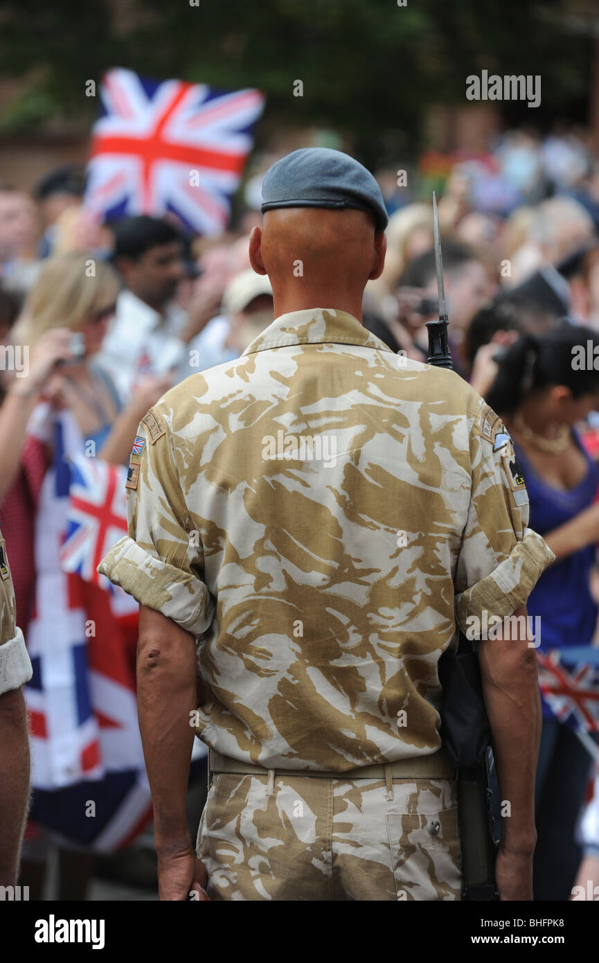 Home coming parade for British Troops Stock Photo - Alamy