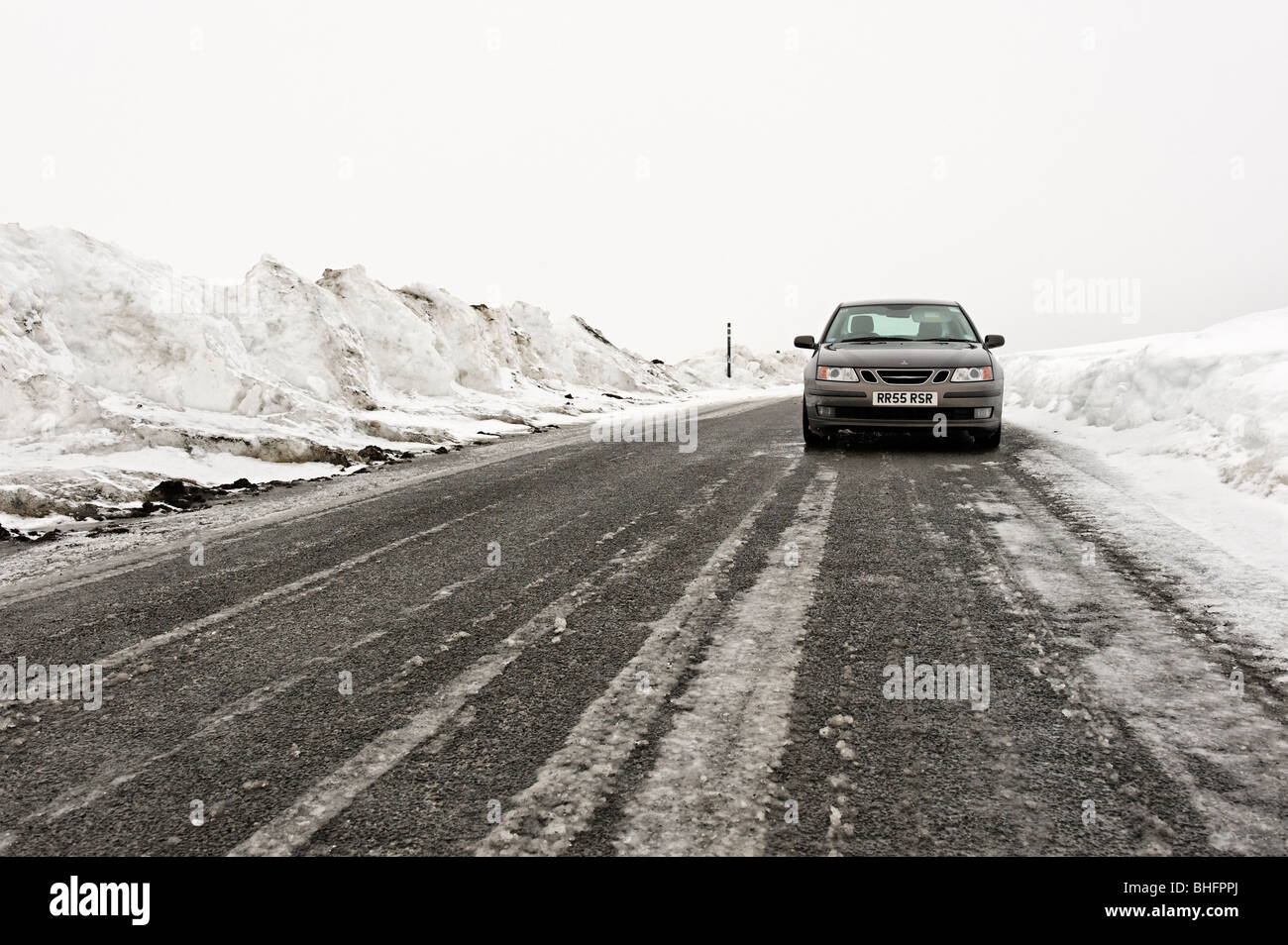 Winter road in North Pennine road cleared of snow Stock Photo - Alamy