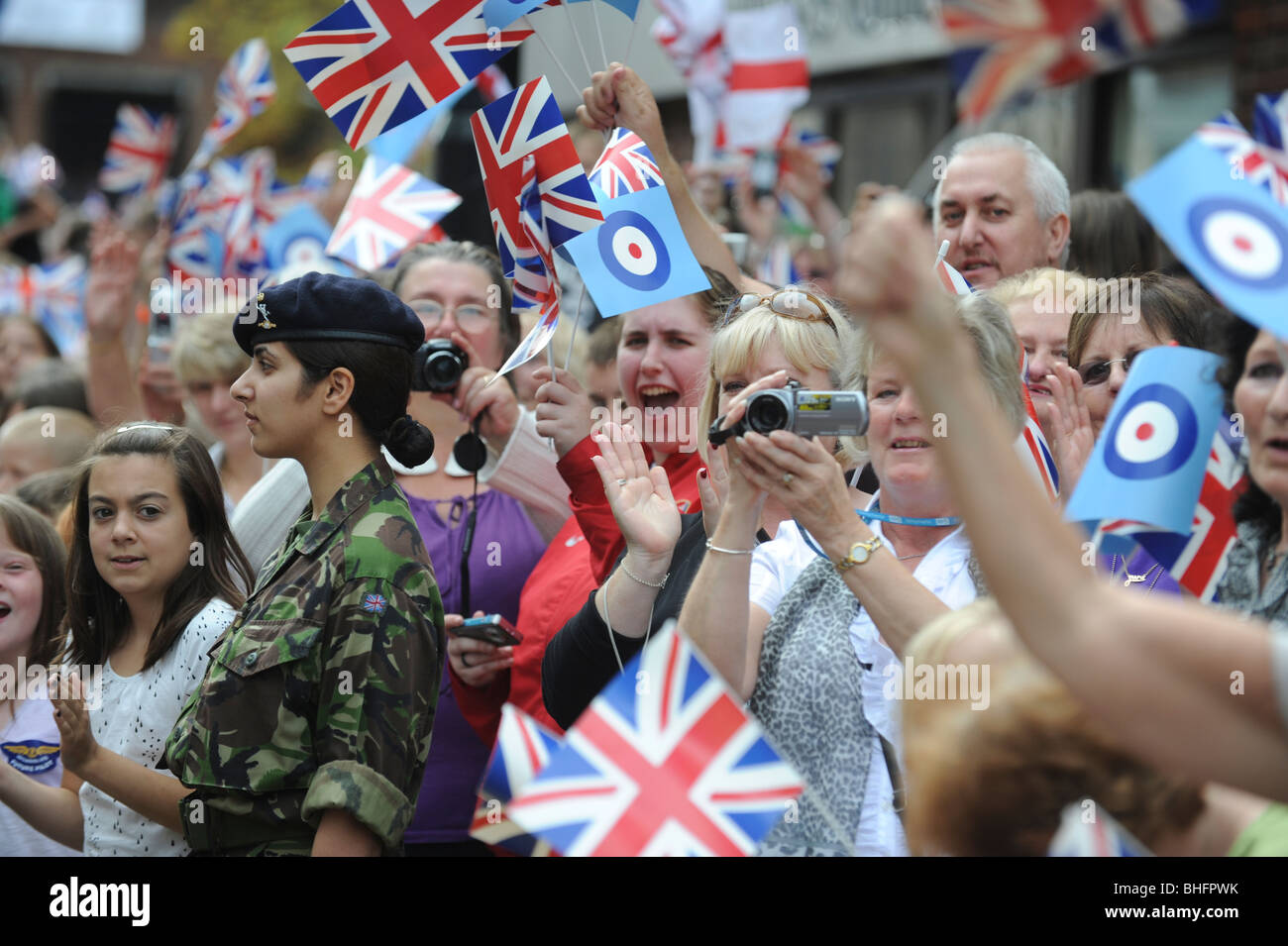 Home coming parade for British Troops Stock Photo - Alamy