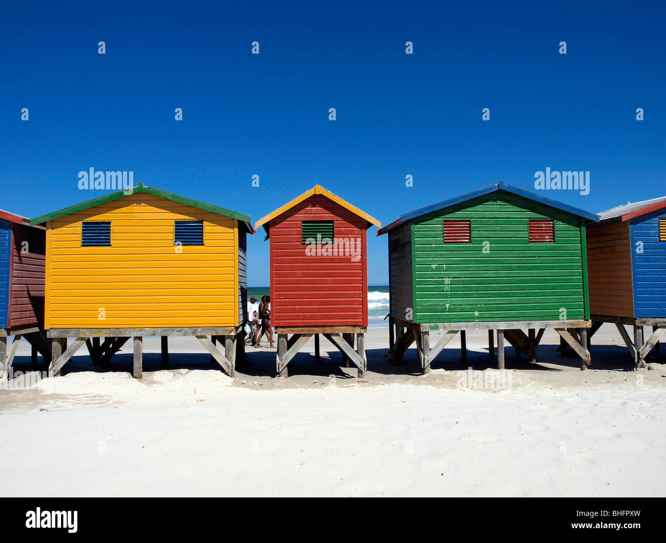 Beach Cabins on Muizenberg Beach False Bay Cape Town South Africa Stock ...