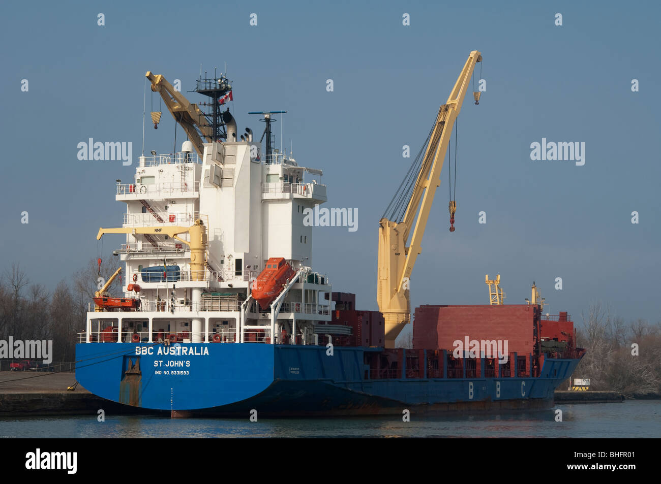 Cargo ship "BBC Australia" unloads cargo at the northern terminus of ...